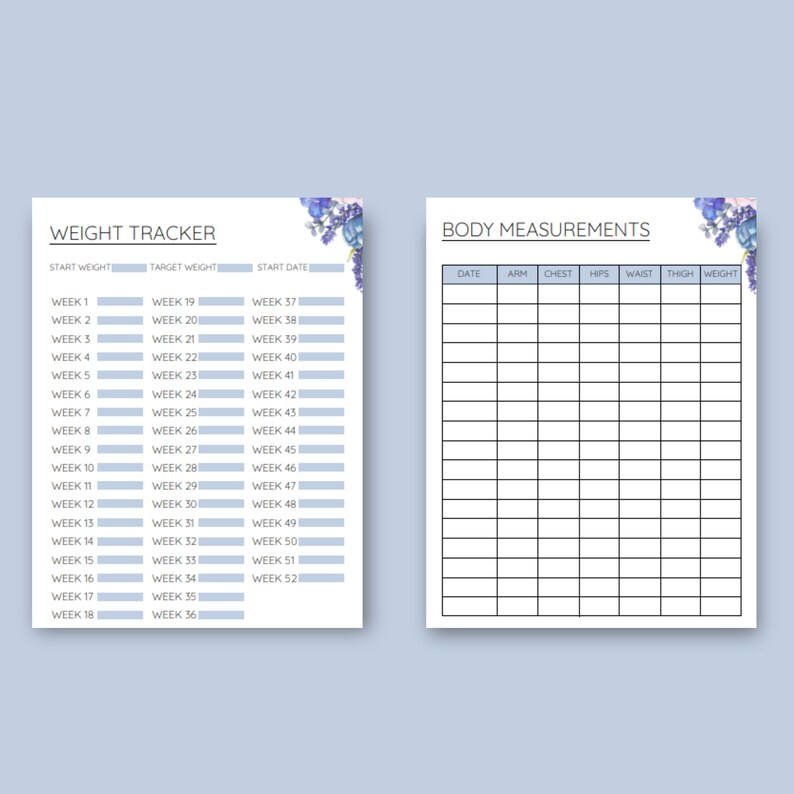 Printable Weight Loss Planner Bundle in Pounds & Kilograms Lbs Kg, Body ...