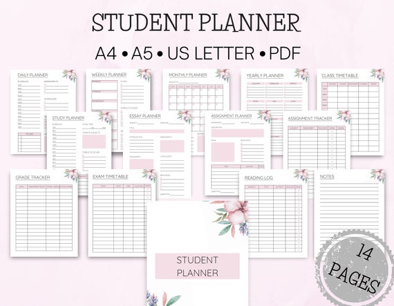 Printable Student Planner Academic Planner University | Etsy