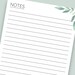 Printable Notes Page, Green Leaf Lined Notes Template, Notes Planner ...