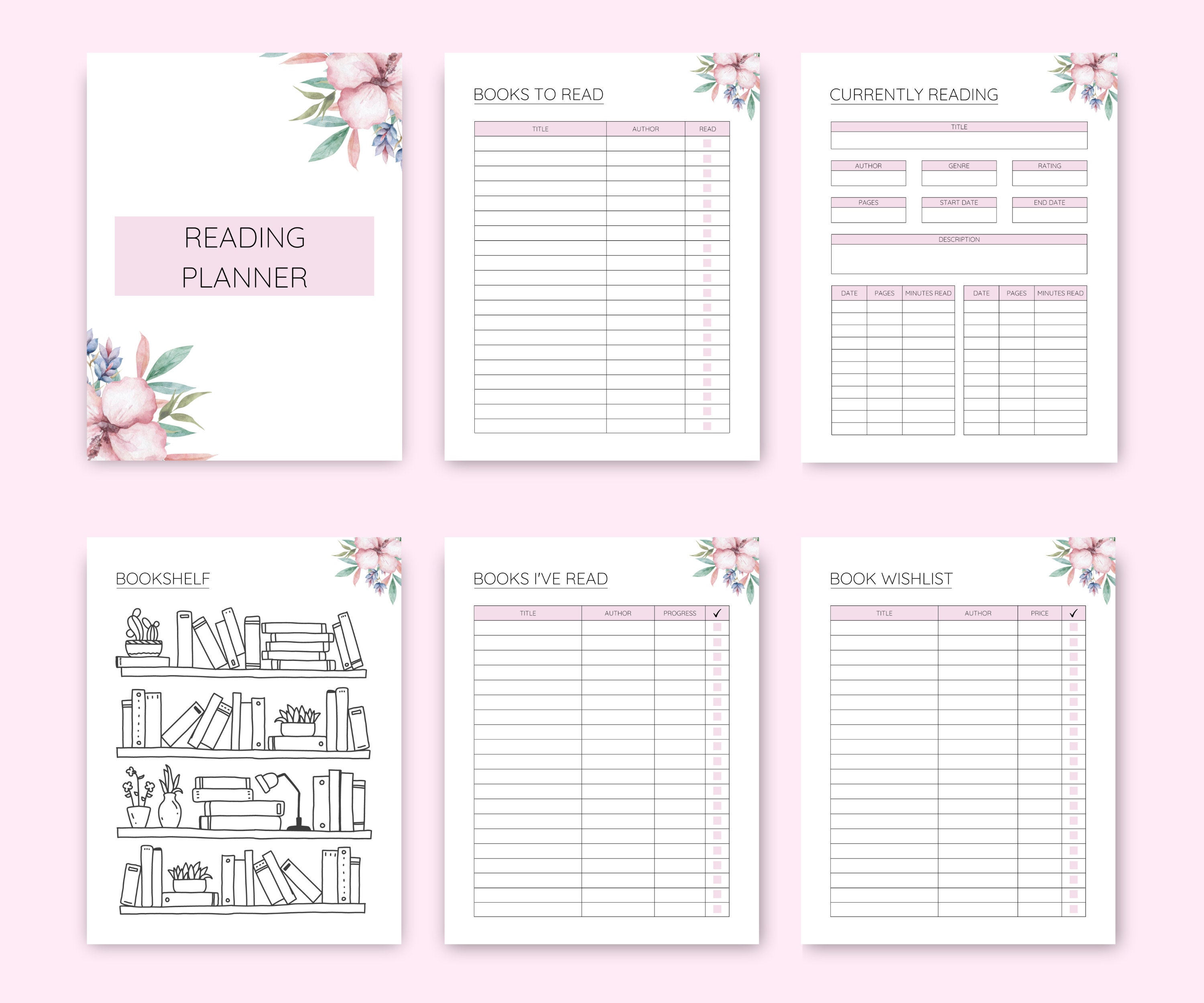 Printable Reading Planner Bundle, Reading Log, Book Reviews, Reading ...