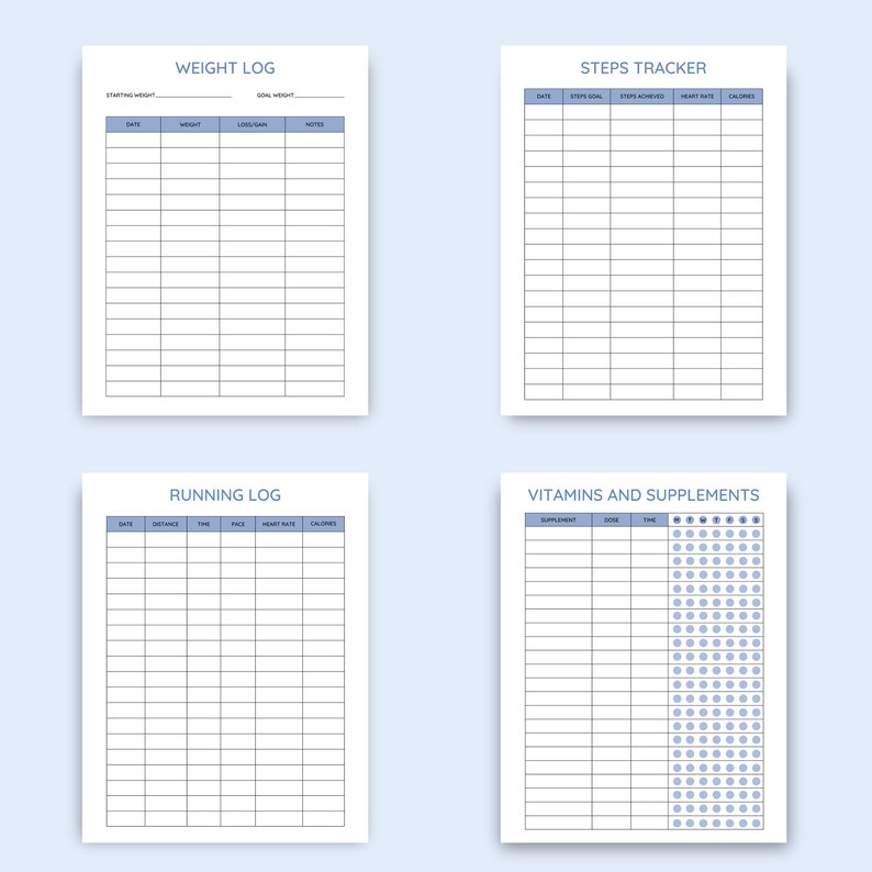Printable Health & Fitness Planner Bundle, Exercise Planner, Workout ...