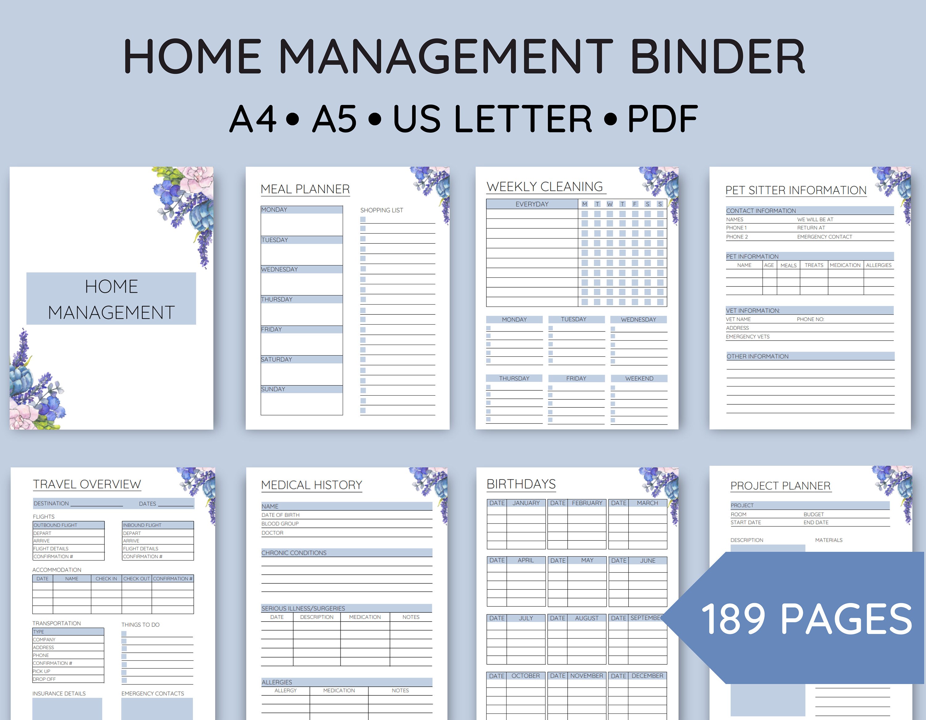 Printable Home Management Binder, Printable Life Planner Bundle ...