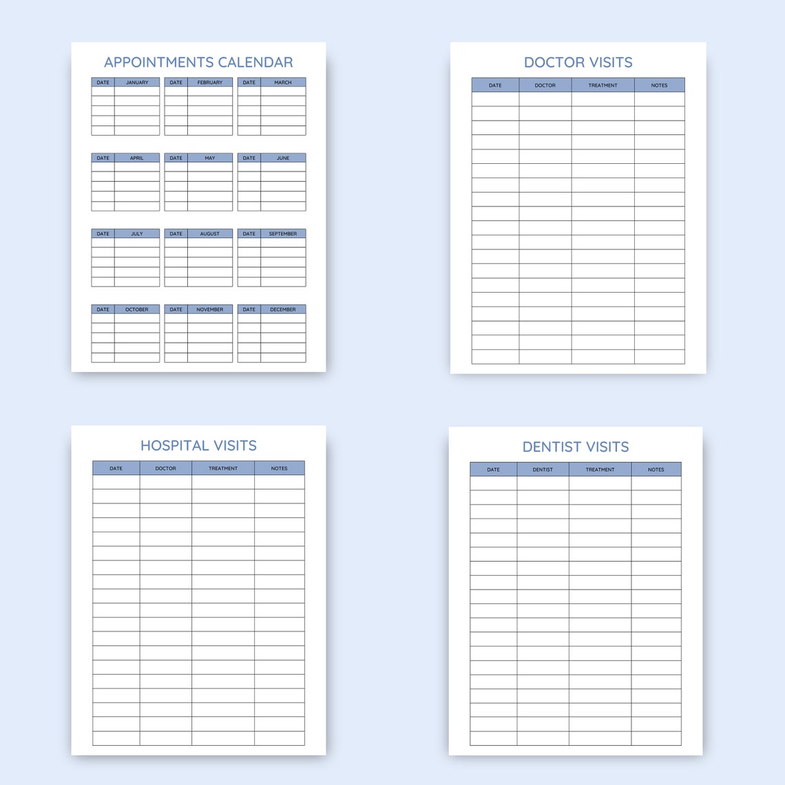 Printable Medical Planner Bundle, Medical Binder, Family Health Care ...