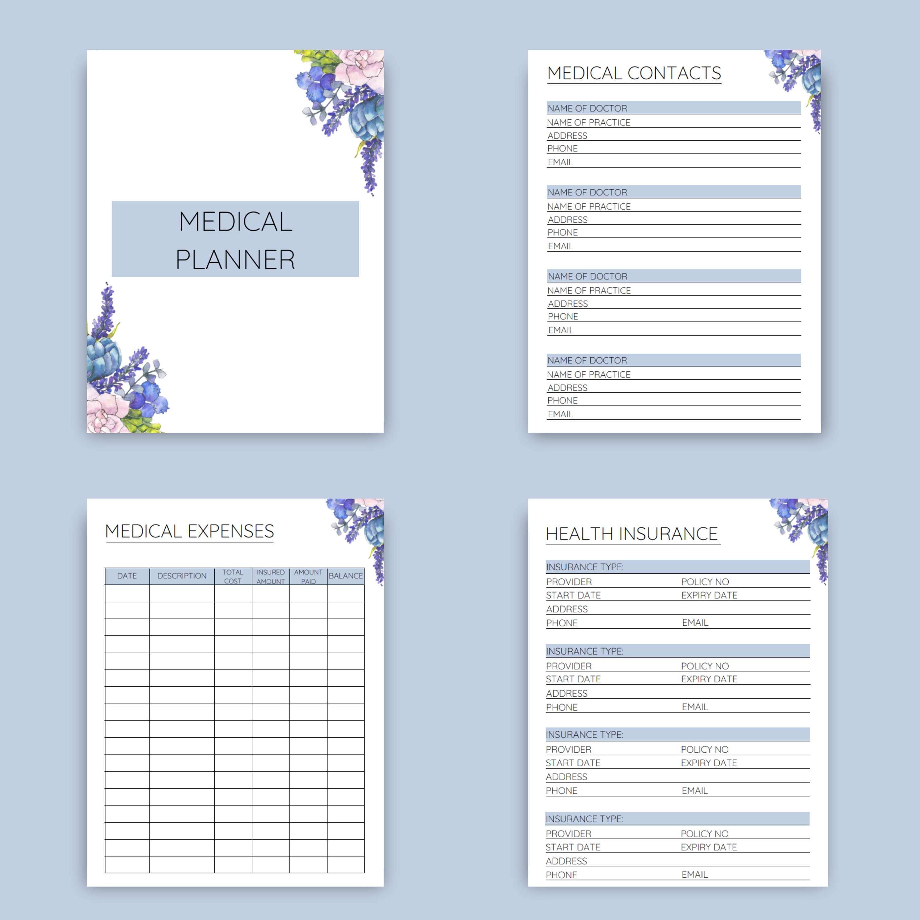 Printable Medical Planner Bundle, Medical Binder, Family Health Care ...