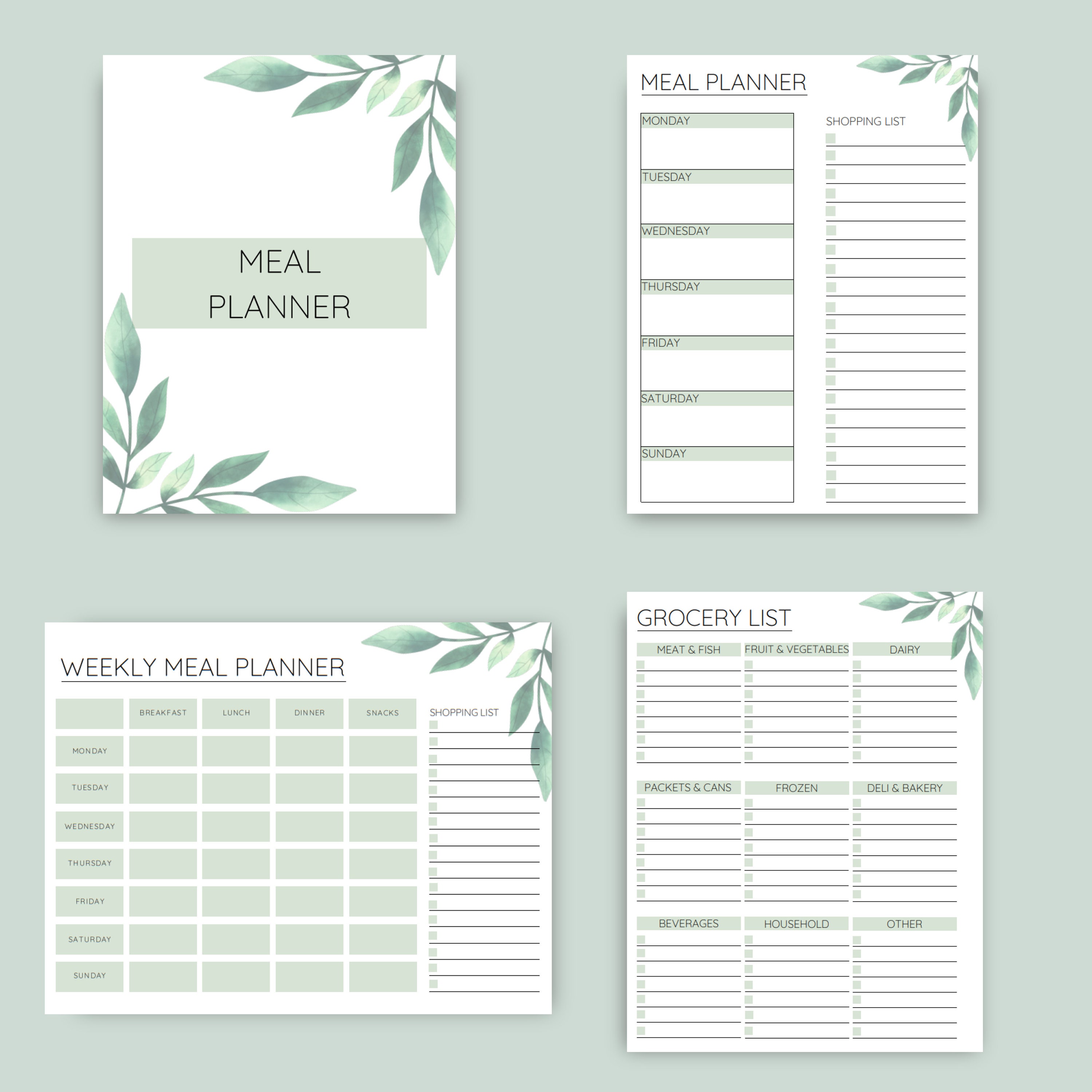 3 in 1 Printable Planning Bundle, 24 Page Meal Planner, Cleaning ...