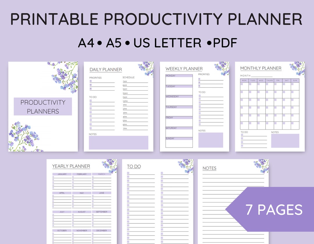 Printable Productivity Planner Bundle, Daily Planner, Weekly Planner ...