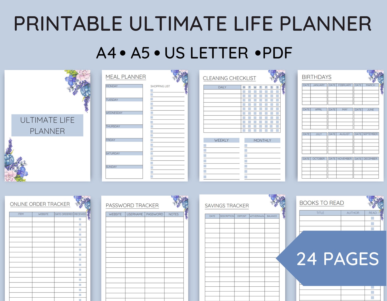 Printable Life Planner Bundle, Printable Home Management Binder ...