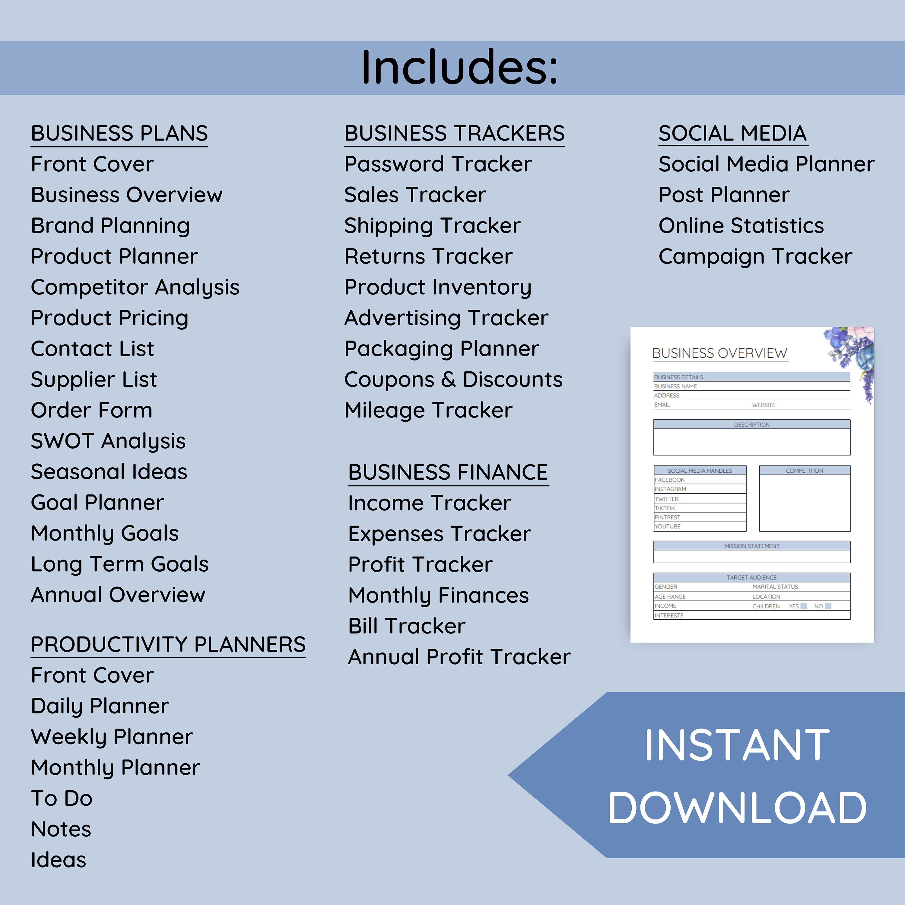 Printable Small Business Planner Bundle, Entrepreneur Planner Templates ...