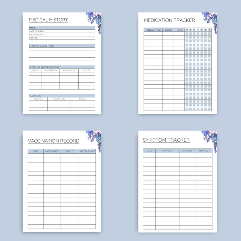 Printable Medical Planner Bundle, Medical Binder, Family Health Care ...