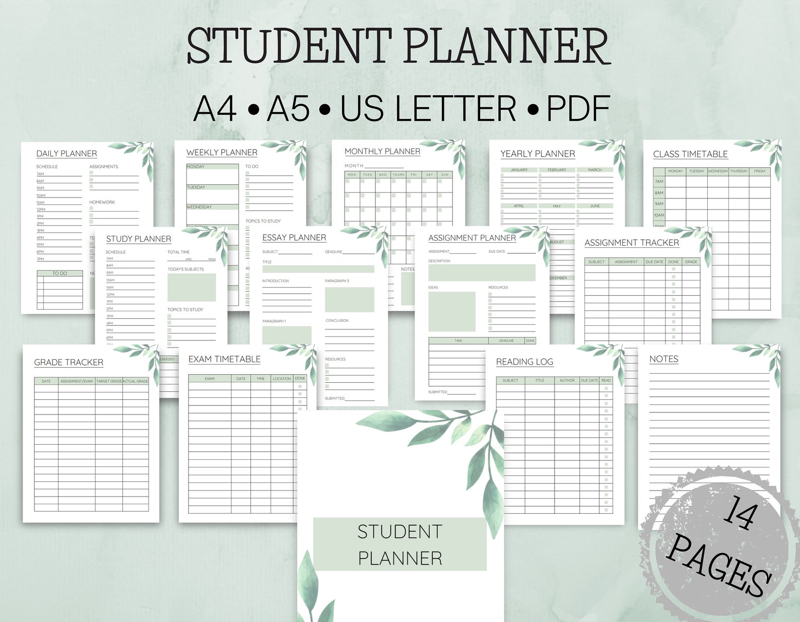 Printable Student Planner Academic Planner University | Etsy