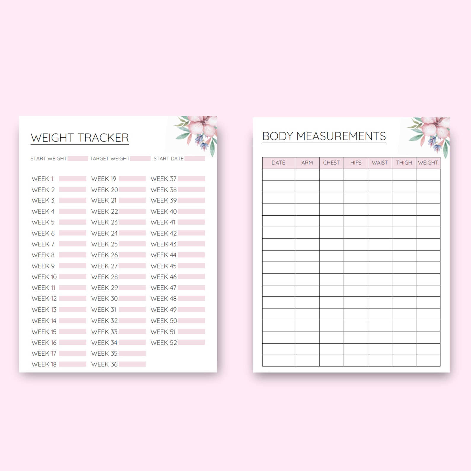 Printable Weight Loss Planner Bundle in Pounds & Kilograms Lbs Kg, Body ...