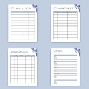Dog Care Planner Printable, Puppy Planner, Pet Care Planner, Pet ...