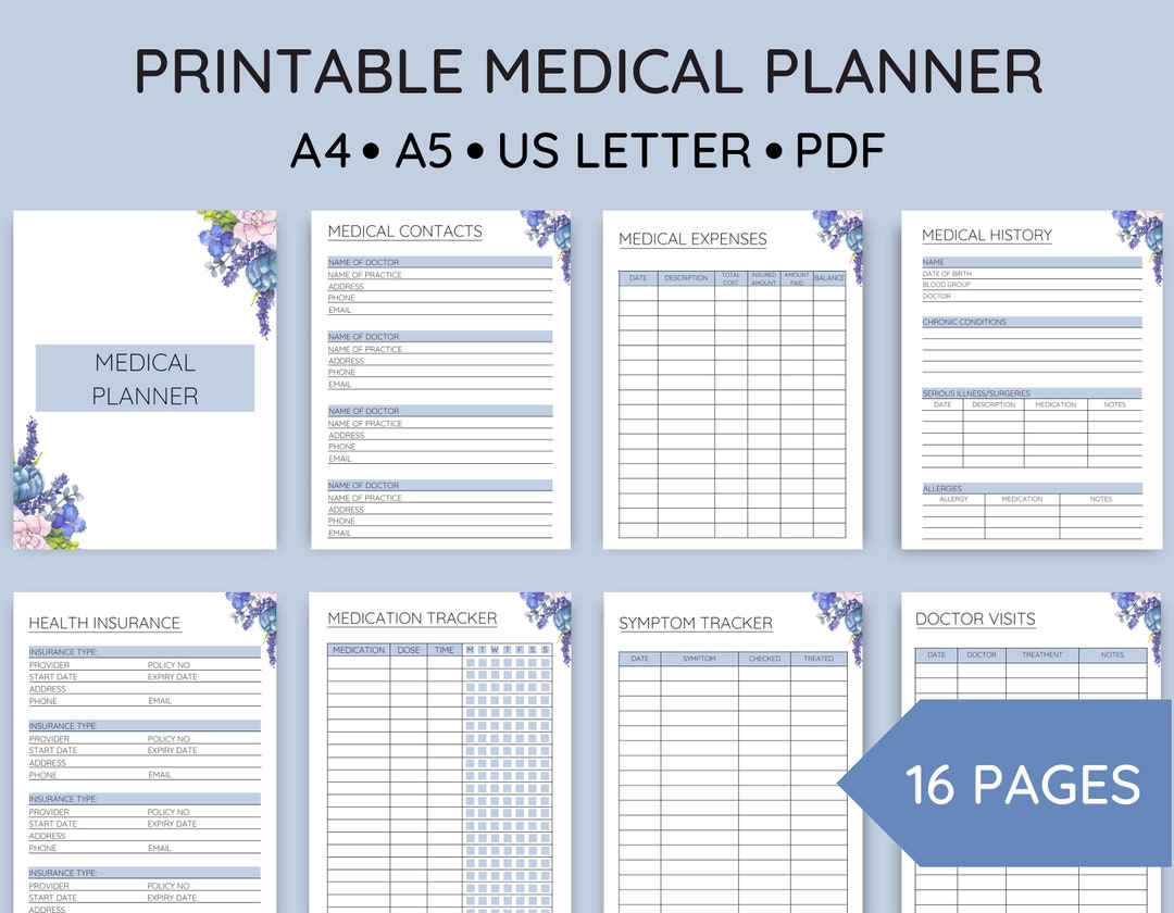 Printable Medical Planner Bundle, Medical Binder, Family Health Care ...