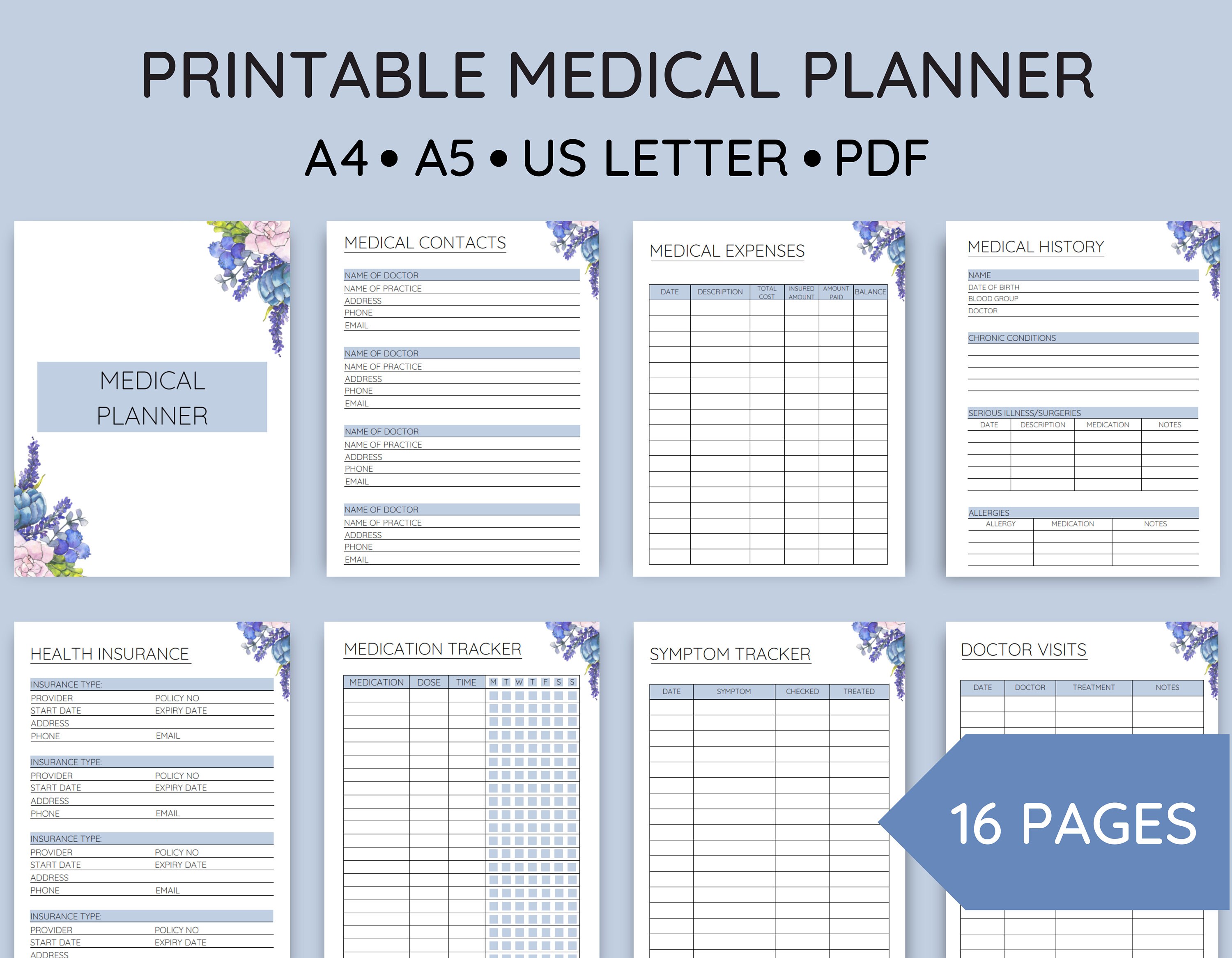 Printable Medical Planner Bundle, Medical Binder, Family Health Care ...