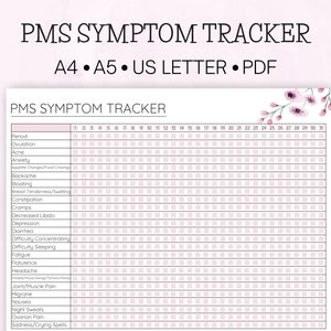 Printable PMS Symptom Tracker Period Tracker Monthly | Etsy