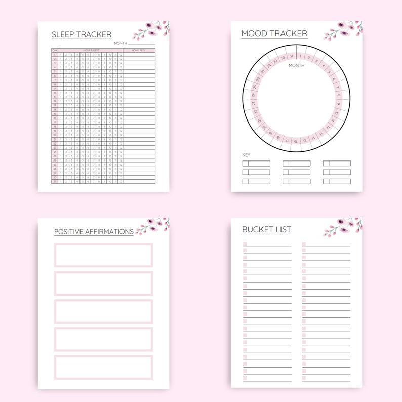 Printable Self Care & Wellness Planner Bundle, Gratitude Journal ...