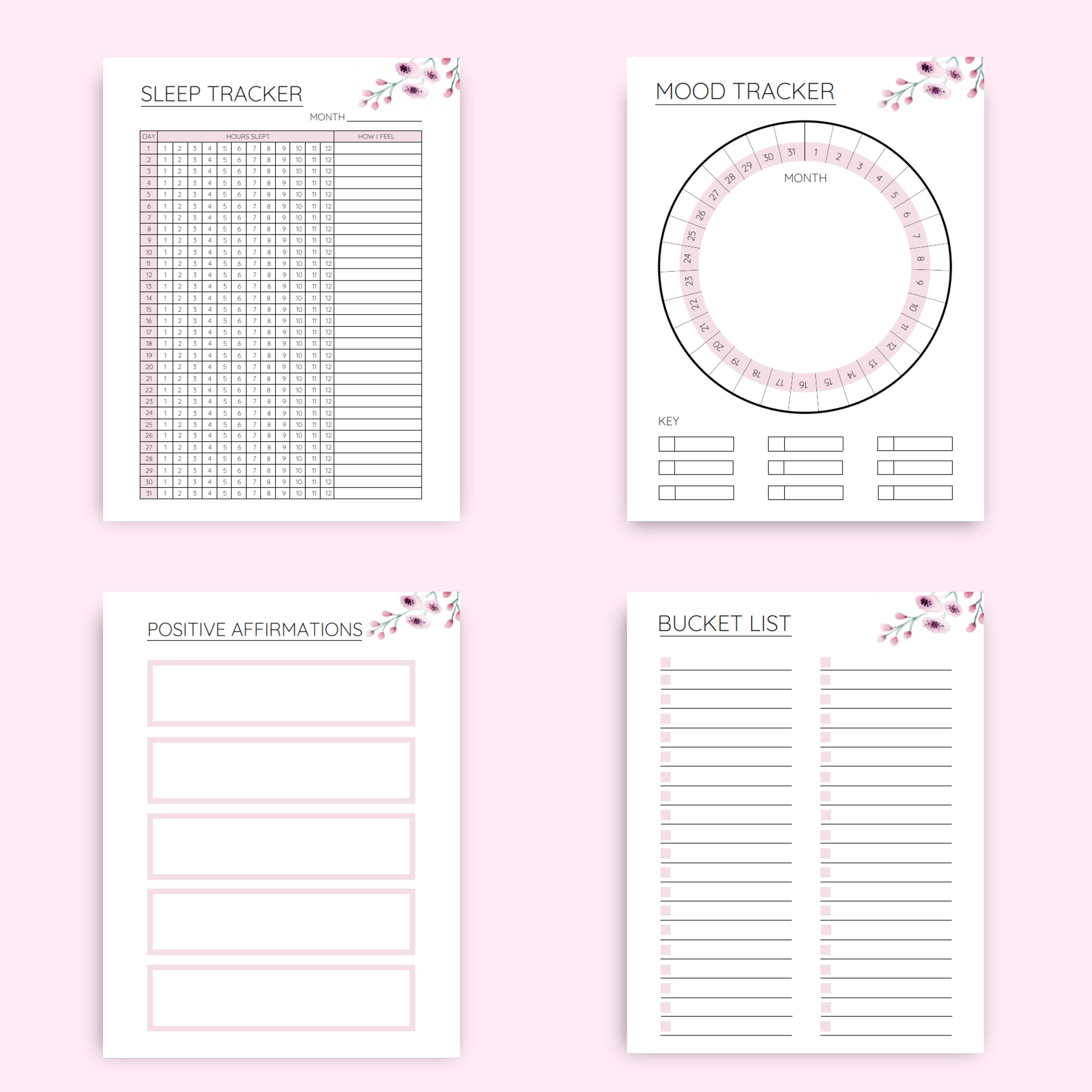 Printable Self Care & Wellness Planner Bundle, Gratitude Journal ...