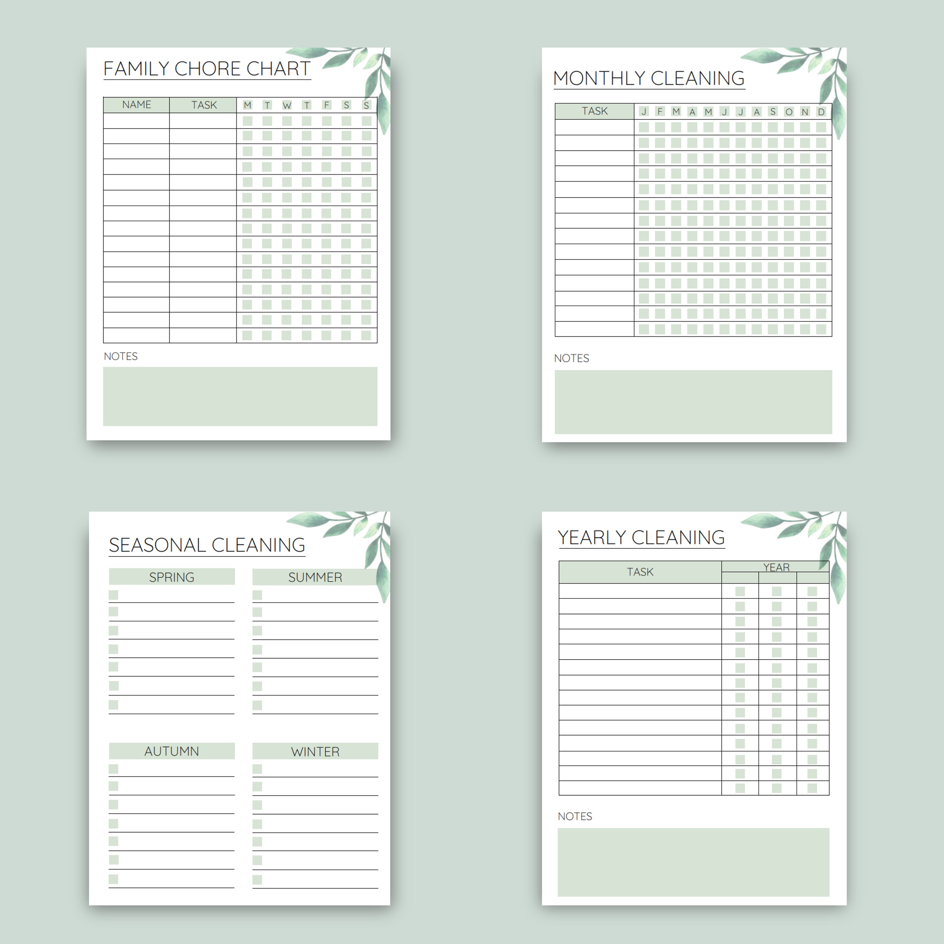 3 in 1 Printable Planning Bundle, 24 Page Meal Planner, Cleaning ...
