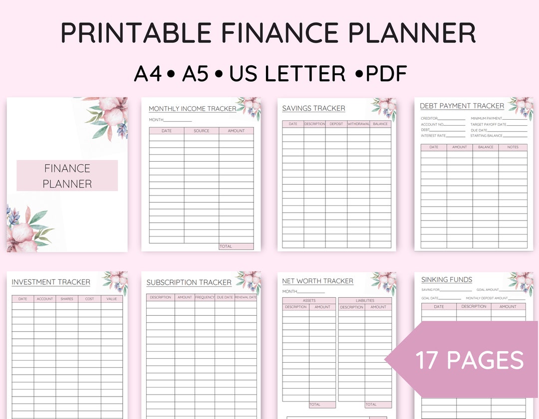Printable Finance & Budget Planner Bundle, Financial Savings Tracker ...