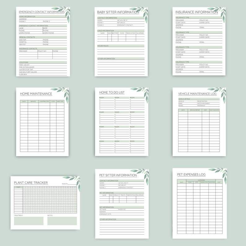 Printable Life Planner Bundle Printable Home Management - Etsy UK