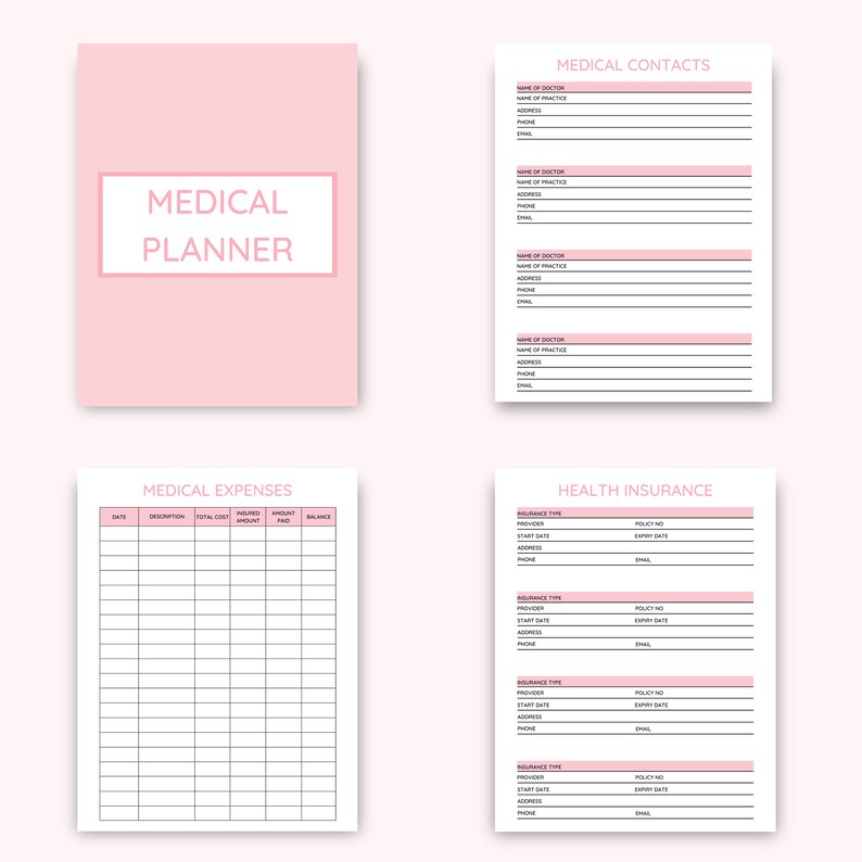 Printable Medical Planner Bundle, Medical Binder, Family Health Care ...