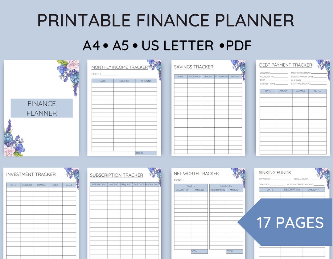 Printable Finance & Budget Planner Bundle, Financial Savings Tracker ...