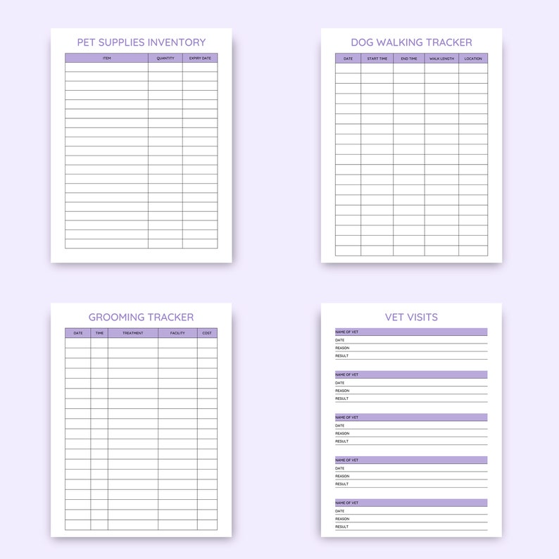 Printable Pet Care Planner Printable Pet Information Vet - Etsy