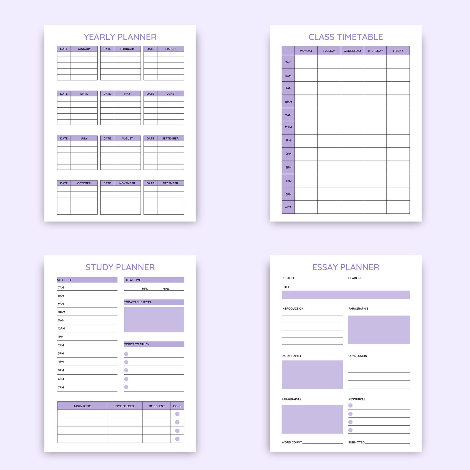 Printable Student Planner Academic Planner University - Etsy