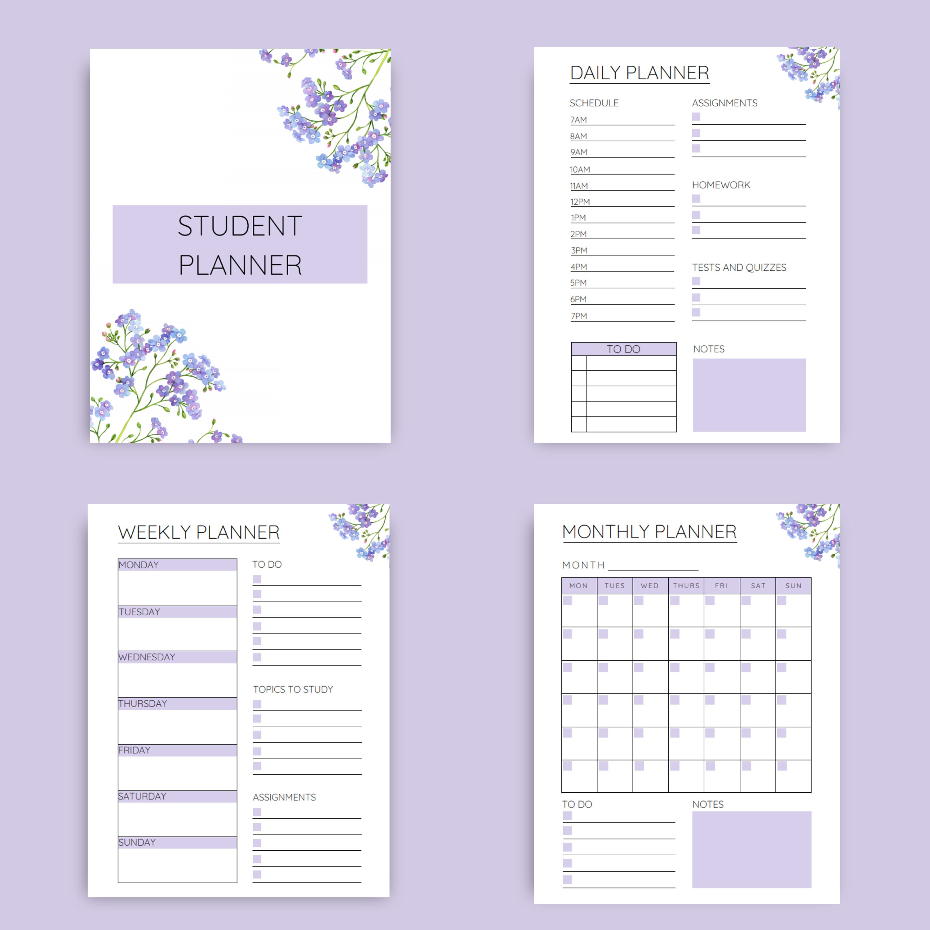 Printable Student Planner Academic Planner University - Etsy