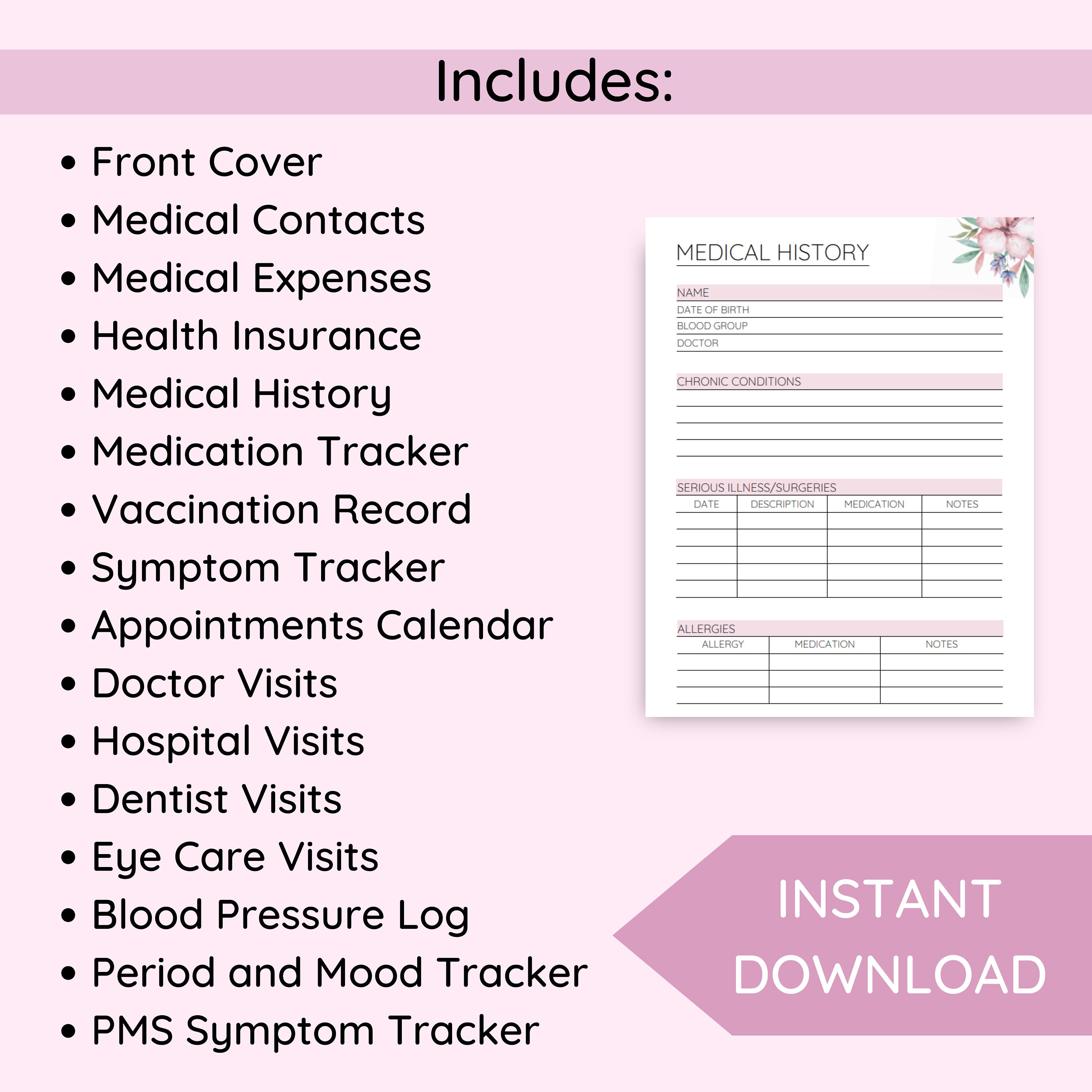 Printable Medical Planner Bundle Medical Binder Family - Etsy