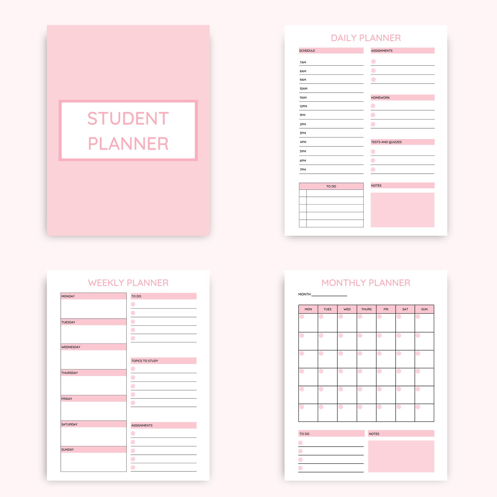 Printable Student Planner Academic Planner University - Etsy