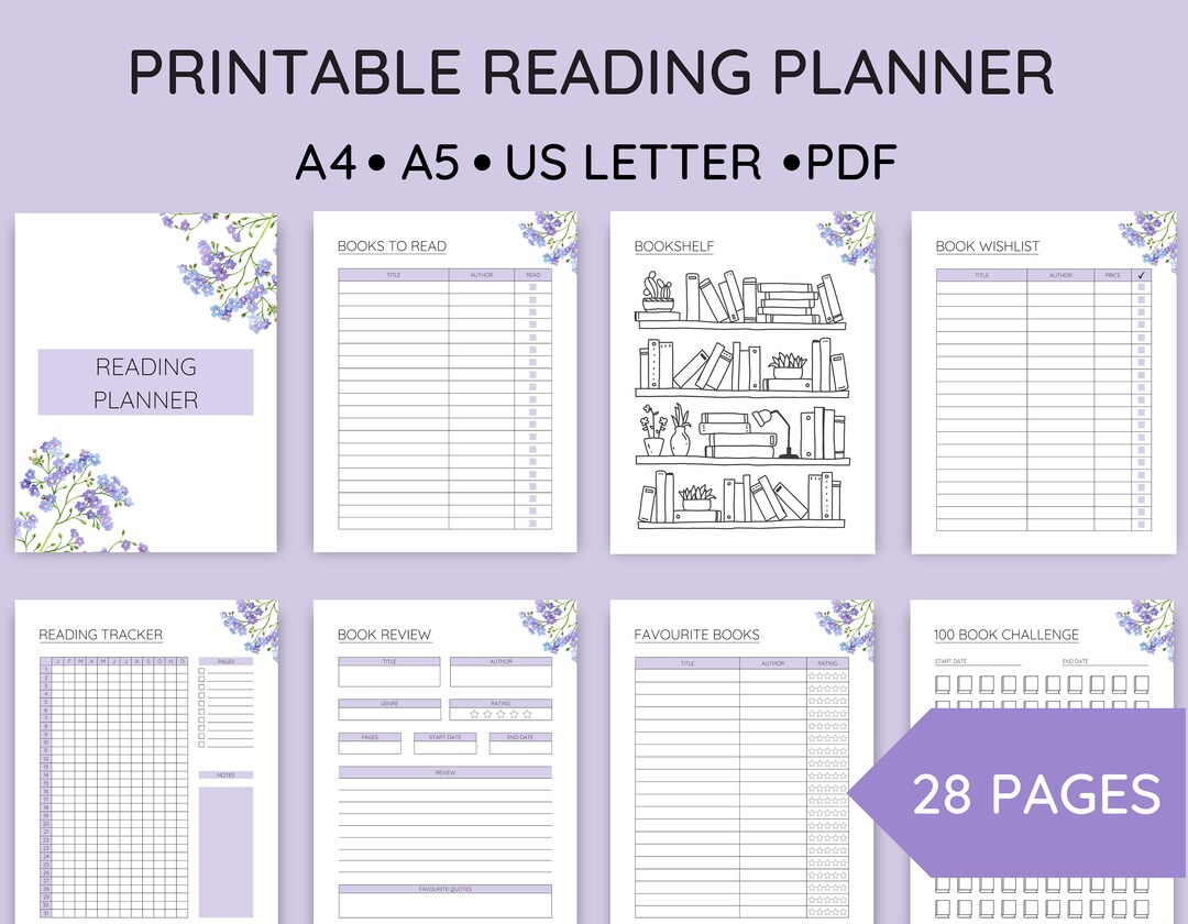 Printable Reading Planner Bundle, Reading Log, Book Reviews, Reading ...