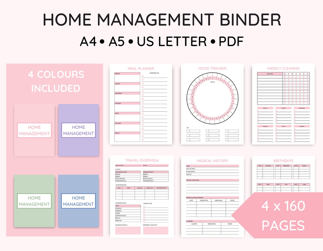 Printable Home Management Binder, Household Binder, Household Budget ...