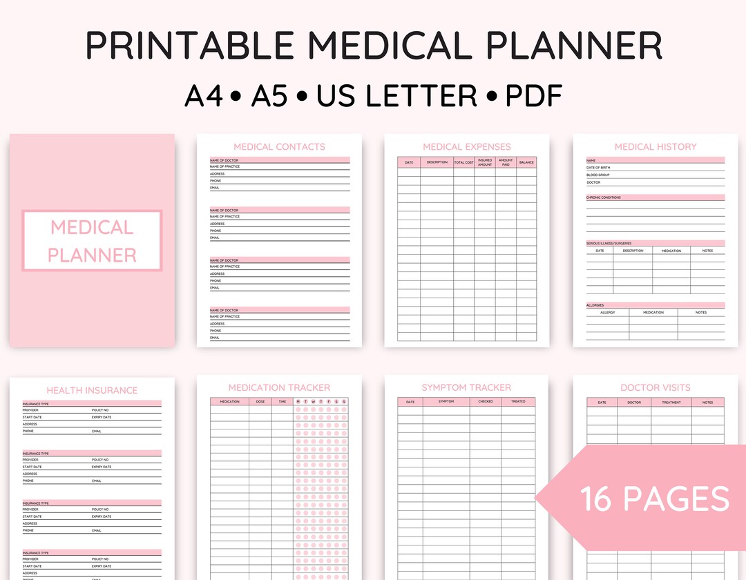 Printable Medical Planner Bundle Medical Binder Family - Etsy