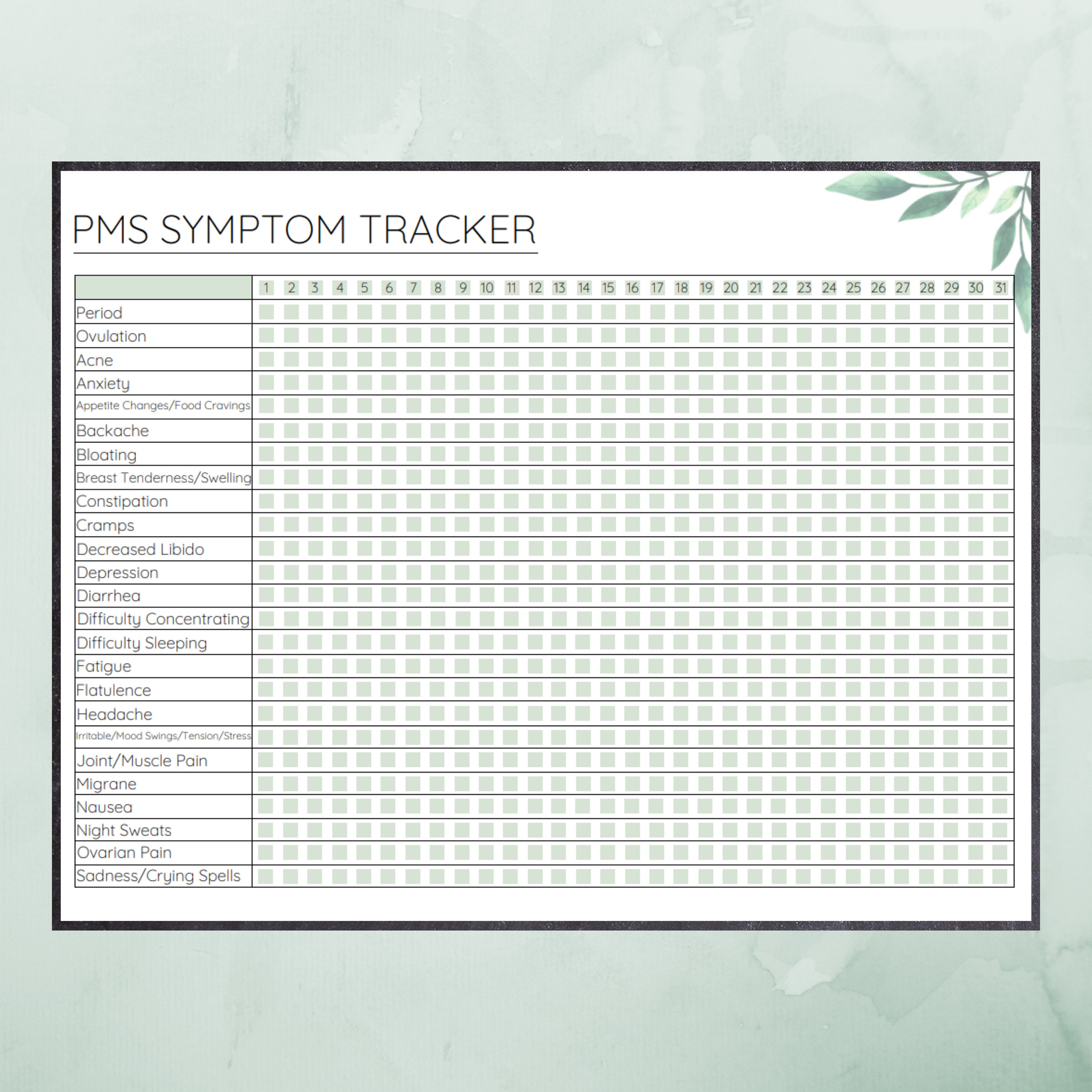 Printable PMS Symptom Tracker Period Tracker Monthly | Etsy UK