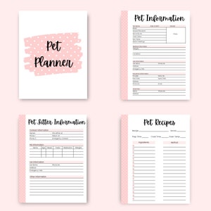 Printable Pet Care Planner Bundle, Pet Information Binder, Pet Health ...
