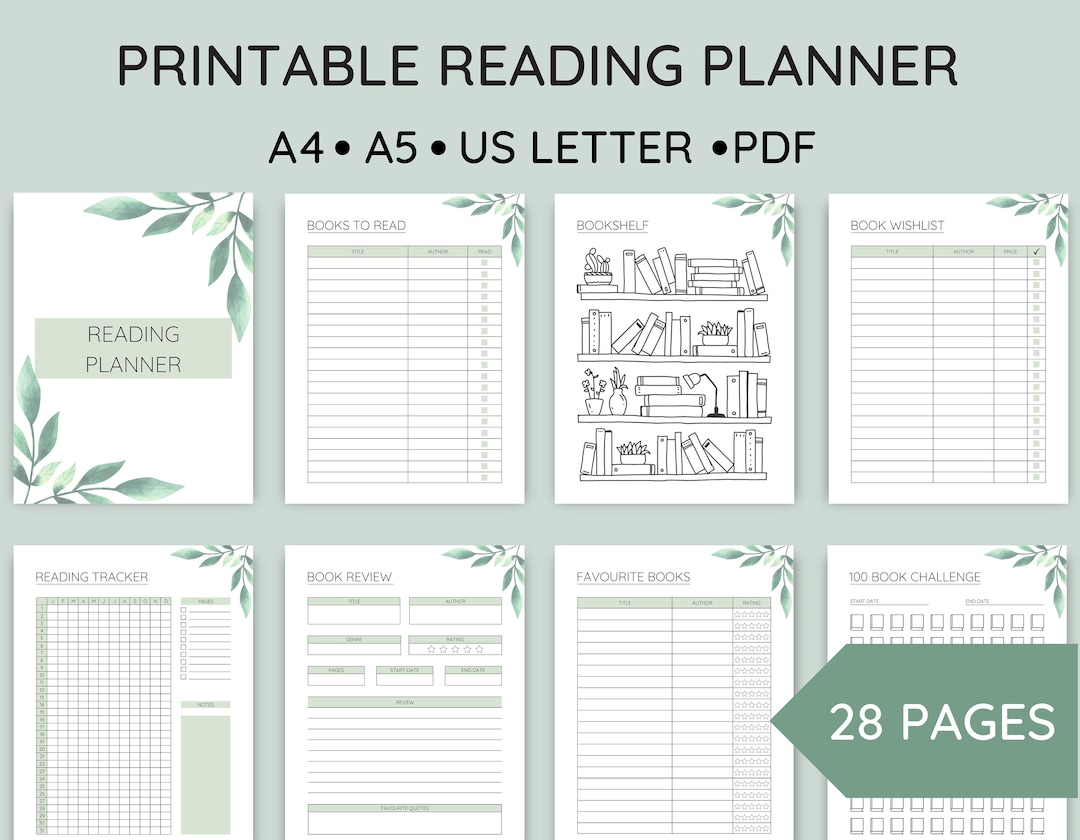 Printable Reading Planner Bundle, Reading Log, Book Reviews, Reading ...