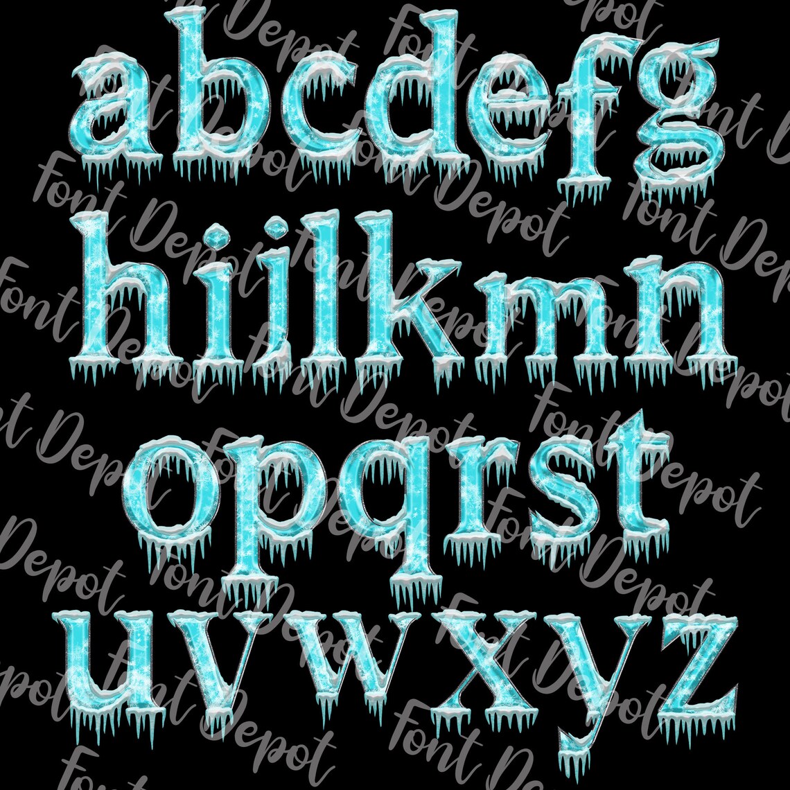 Freeze Alphabet PNG Transparent Image 52 Letters Frozen Font | Etsy