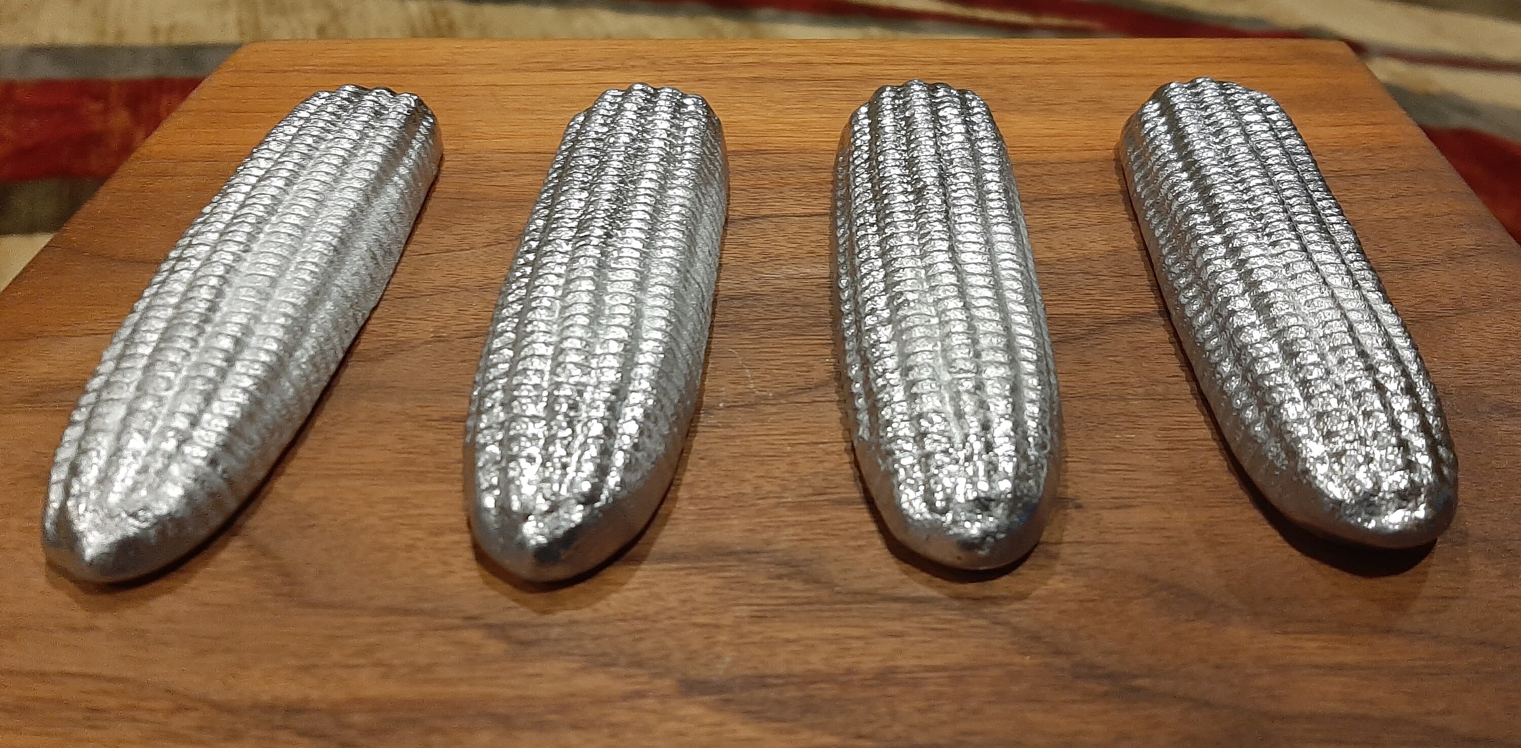 Corn Cob Metal Ingot Paper Weight or Rustic Home Decoration - Set of 4 ...