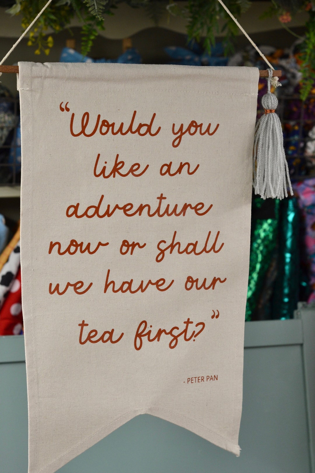Handmade Disney Peter Pan Inspired Quote Banner Canvas Flag Decor ...
