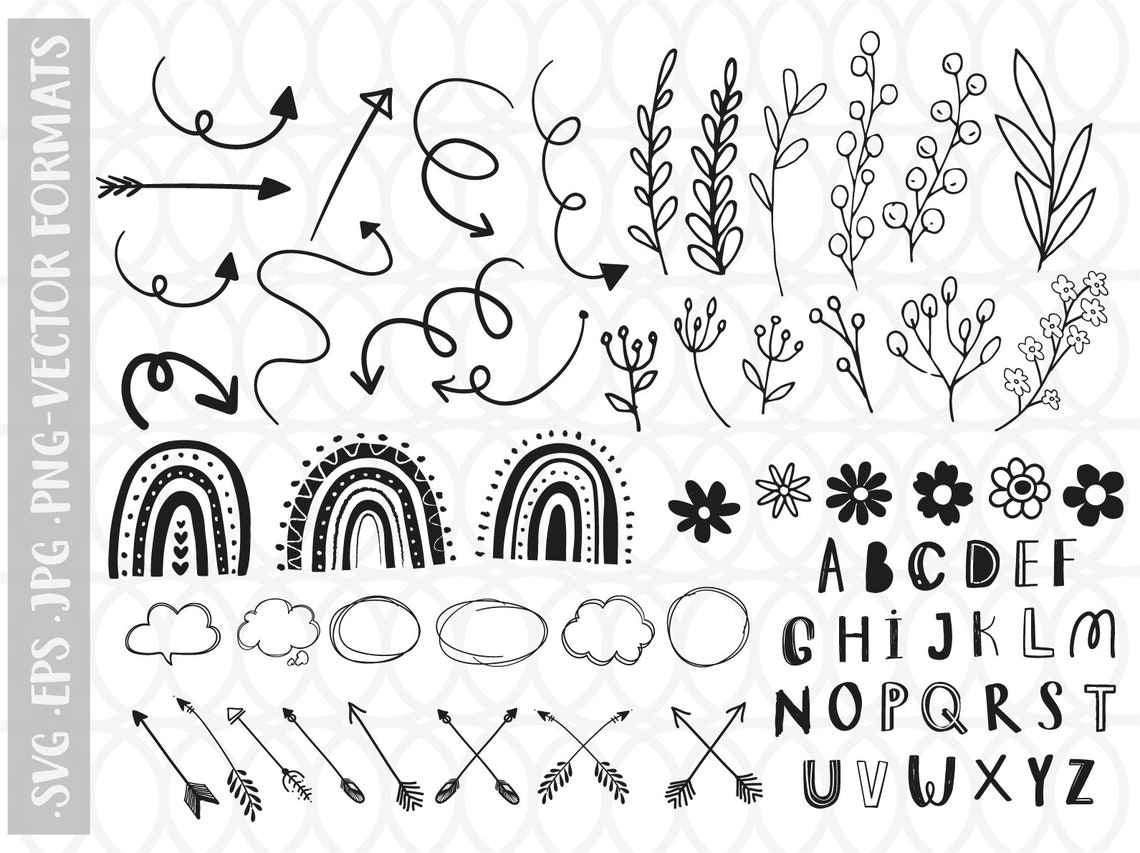 Doodle Svg Bundle Doodle Svg Font Doodle Elements Svg | Etsy