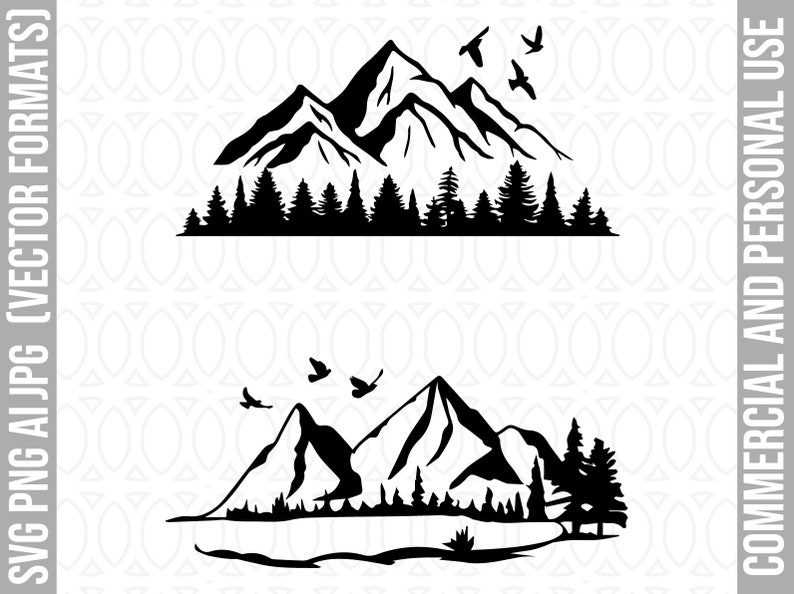 Mountain SVG, Mountain Range, Pine Trees SVG, Adventure Awaits SVG ...