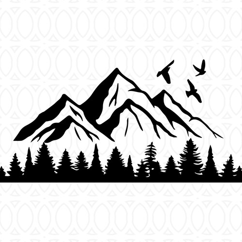 Mountain SVG Mountain Range Pine Trees SVG Adventure Awaits - Etsy