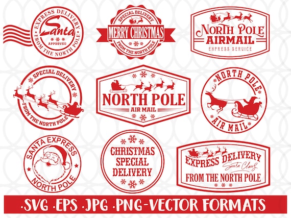 North Pole Svg Bundle North Pole Mail Express Post Svg Santa - Etsy