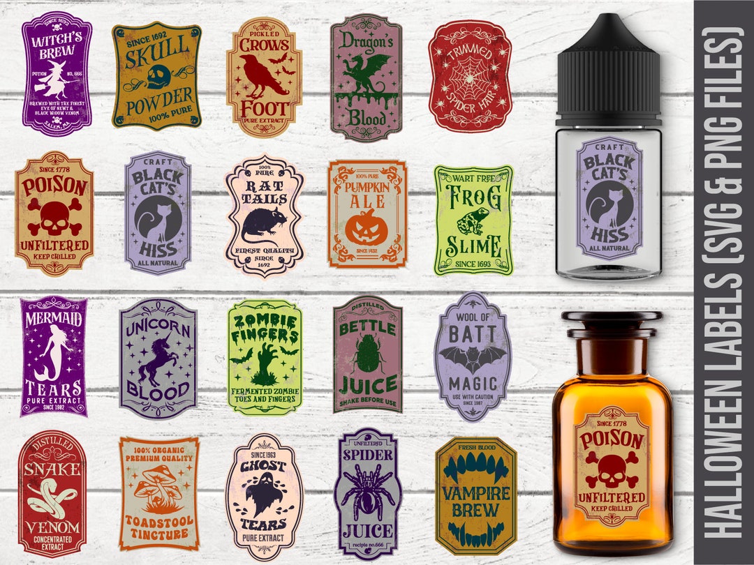 Halloween Labels SVG, Halloween Bottle Svg, Apothecary Labels ...