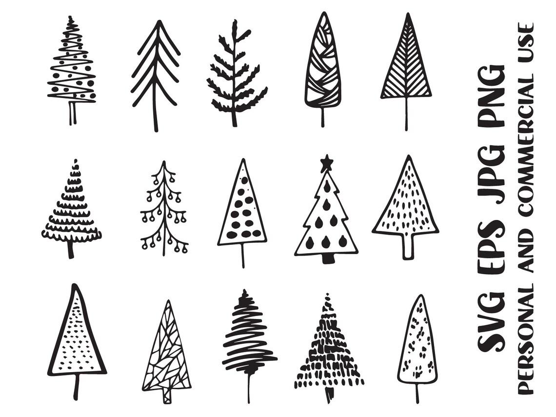 Christmas Tree Svg Bundle Doodle Trees SVG Sweatshirt - Etsy