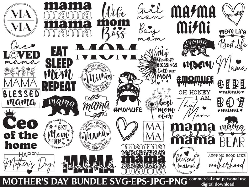 40 Mom Bundle SVG Mom Svg Mom Life Svg Girl Mom Svg Mama - Etsy