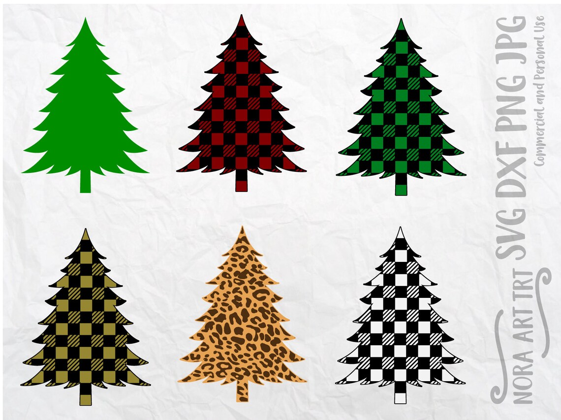 Christmas Tree Bundle Svg Plaid Christmas Tree Svg Merry | Etsy