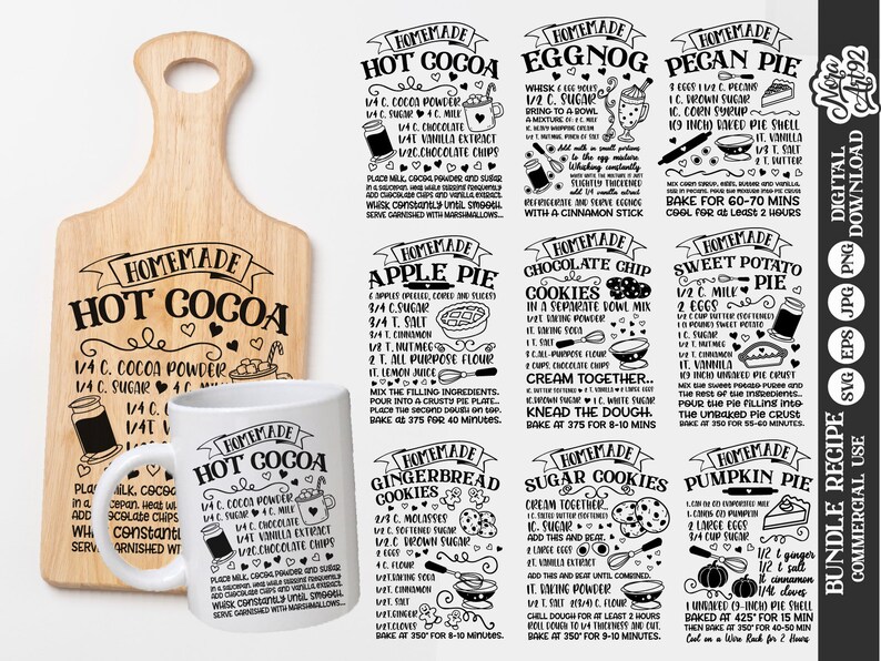 Recipe SVG Kitchen SVG Bundle Chocolate Chip Cookie Recipe - Etsy