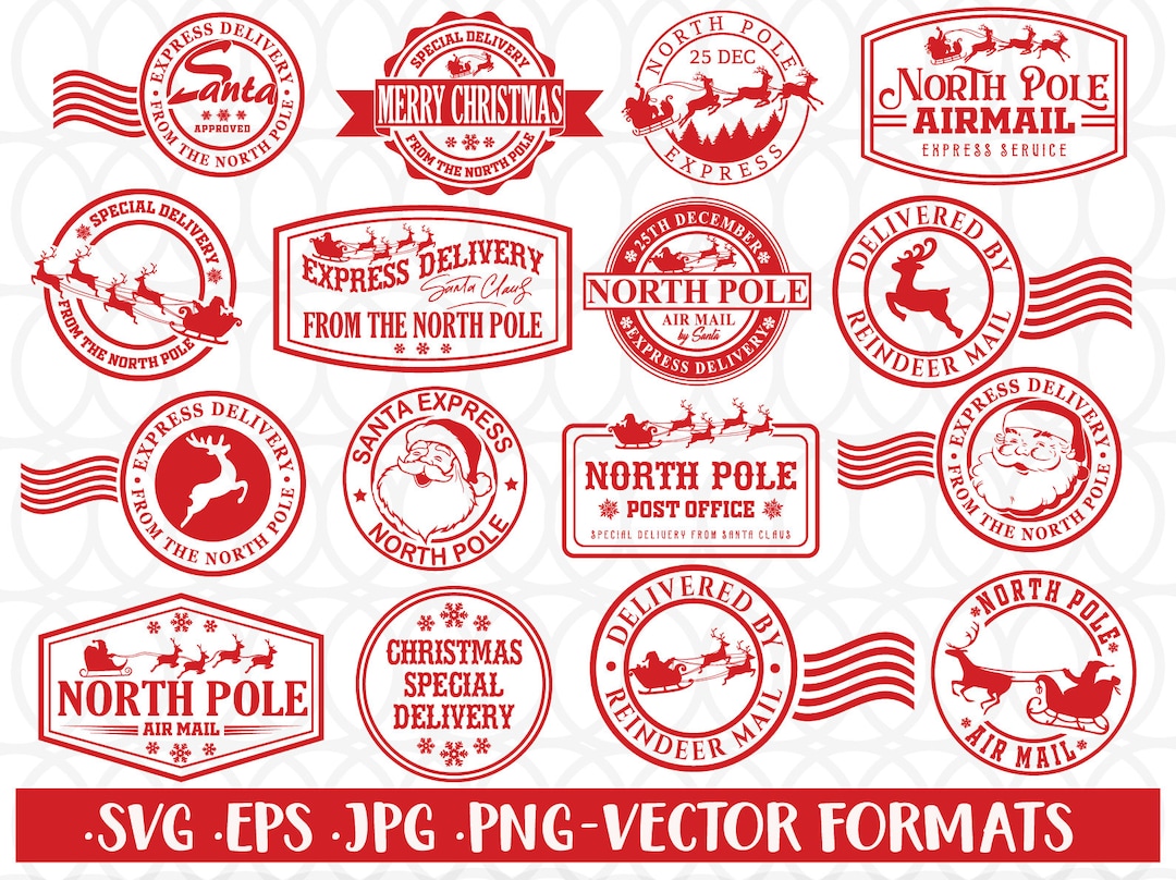 North Pole Svg Bundle, North Pole Mail Express Post Svg, Santa Claus ...